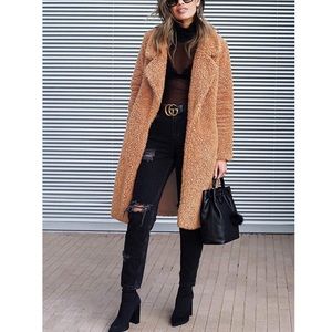 Jackets & Coats | Open Front Winter Long Sleeve Fuzzy Cardigancoat ...